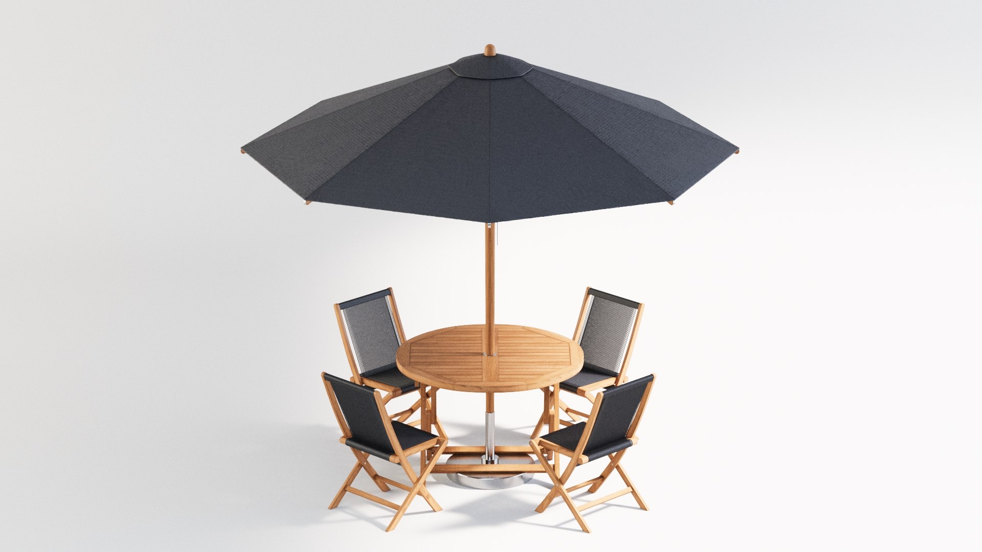 3D Dining Set With 4 Rope Chairs And Parasol Model - TurboSquid 2153139