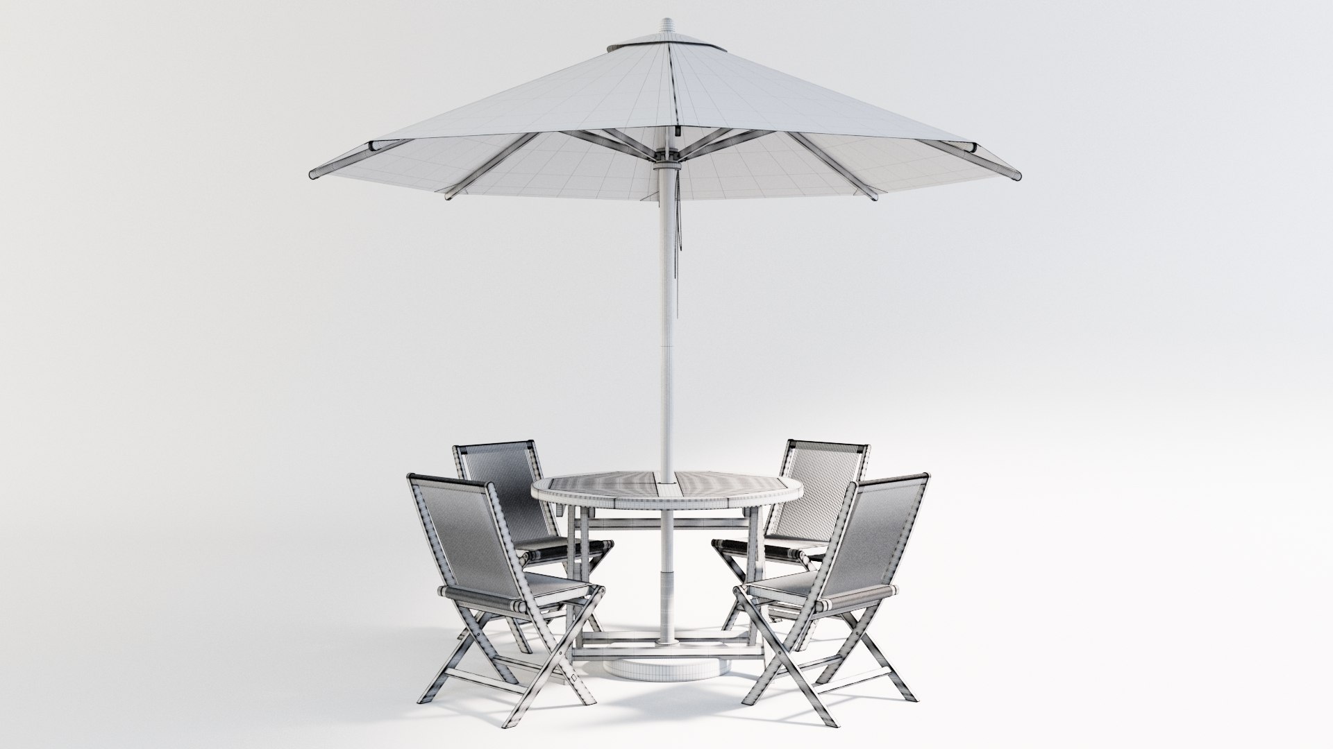 3D Dining Set With 4 Rope Chairs And Parasol Model - TurboSquid 2153139