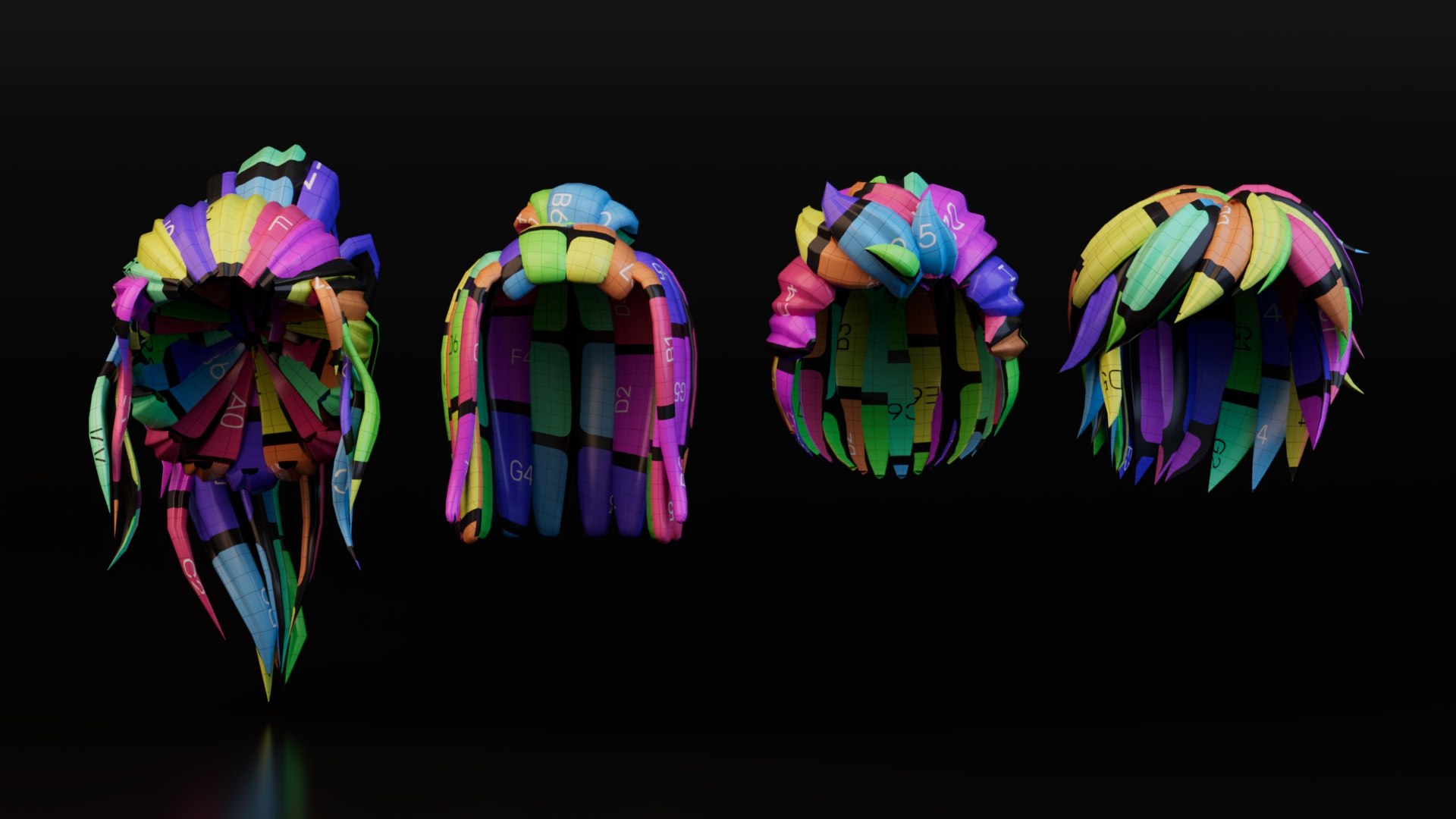 3D Low Poly Hair Pack Model - TurboSquid 2413967