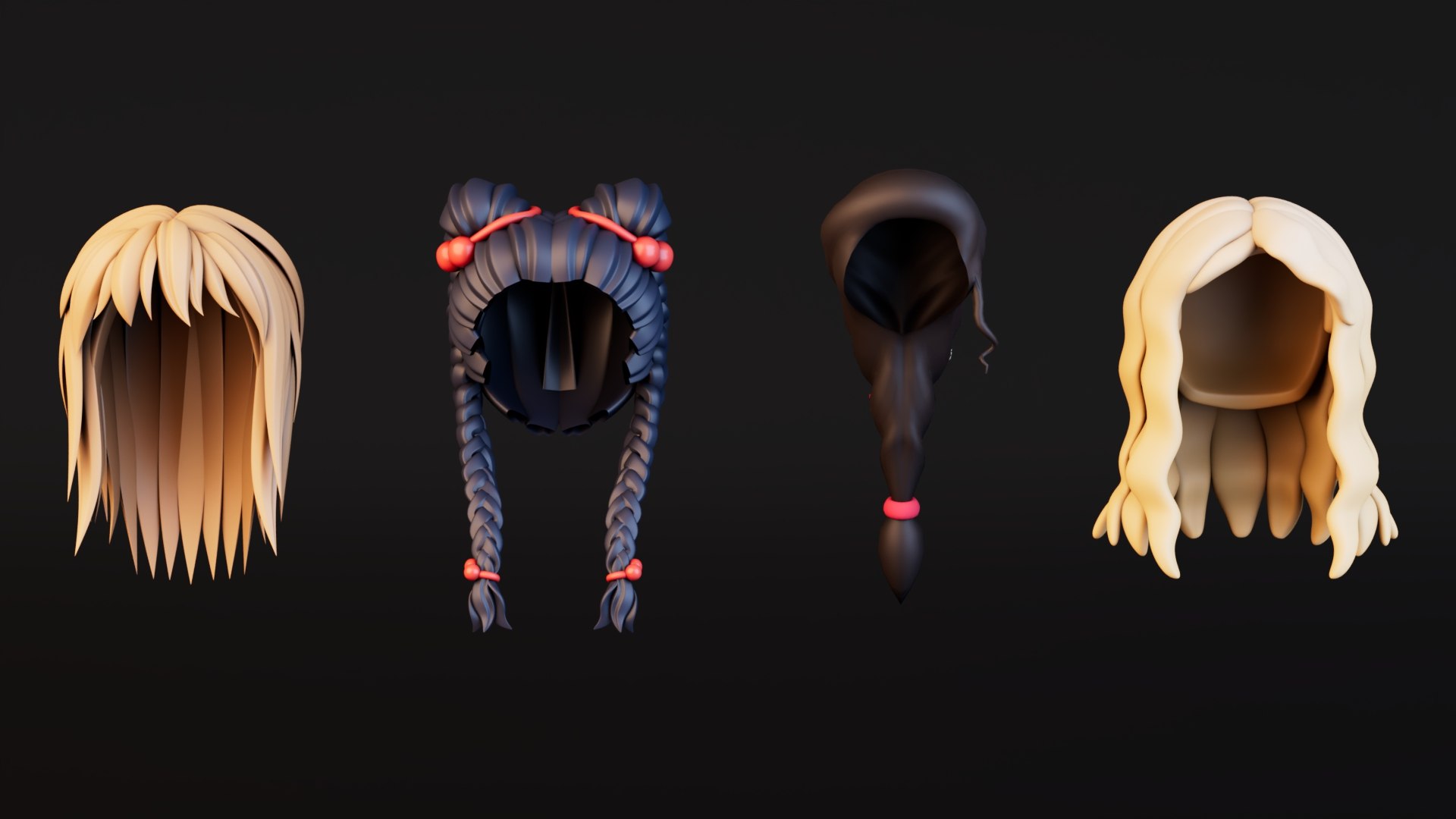 3D Low Poly Hair Pack Model - TurboSquid 2413967