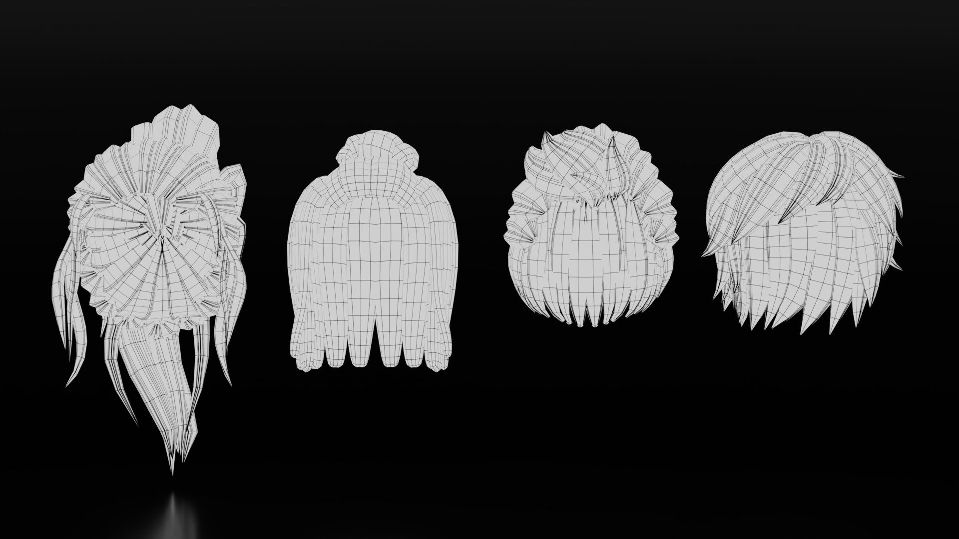 3D Low Poly Hair Pack Model - TurboSquid 2413967