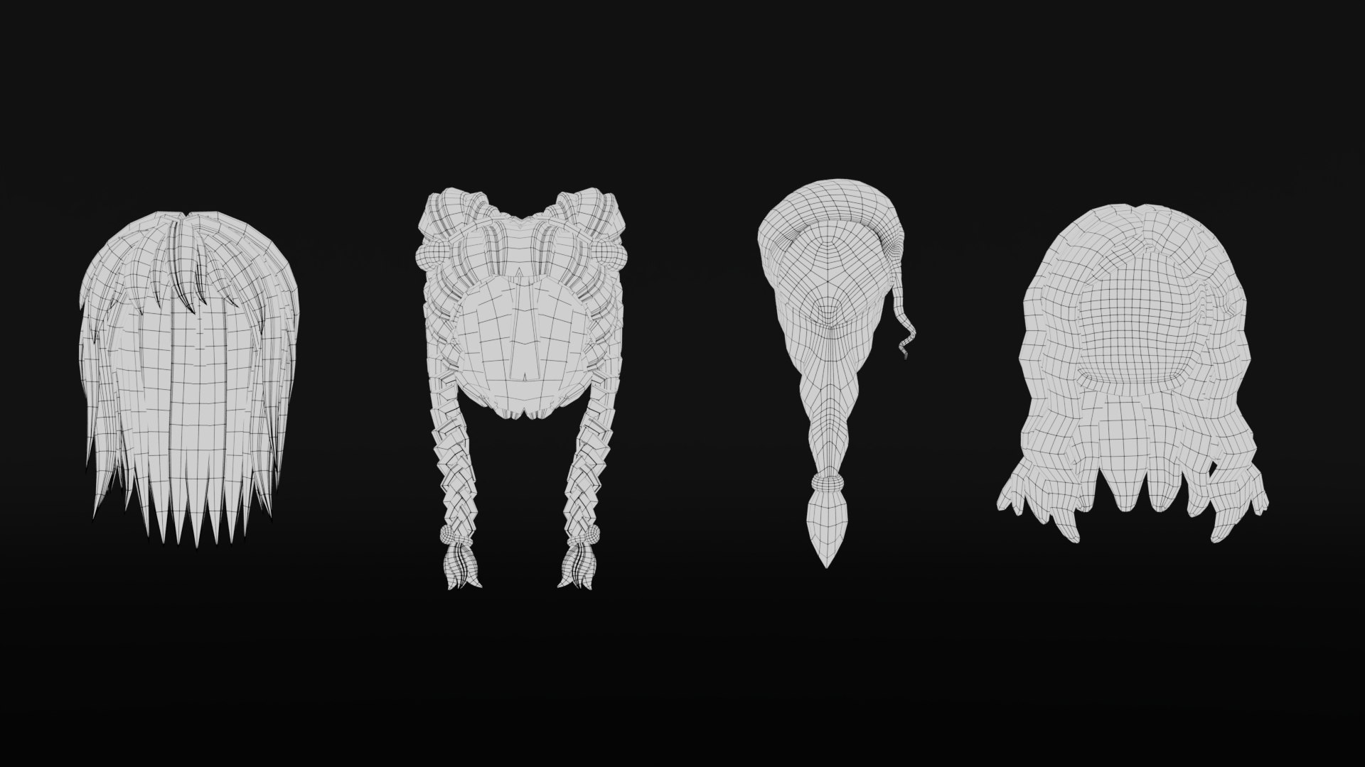 3D Low Poly Hair Pack Model - TurboSquid 2413967