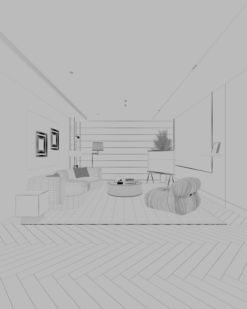 3D Modern Living Room Dining Room Model - TurboSquid 2400741