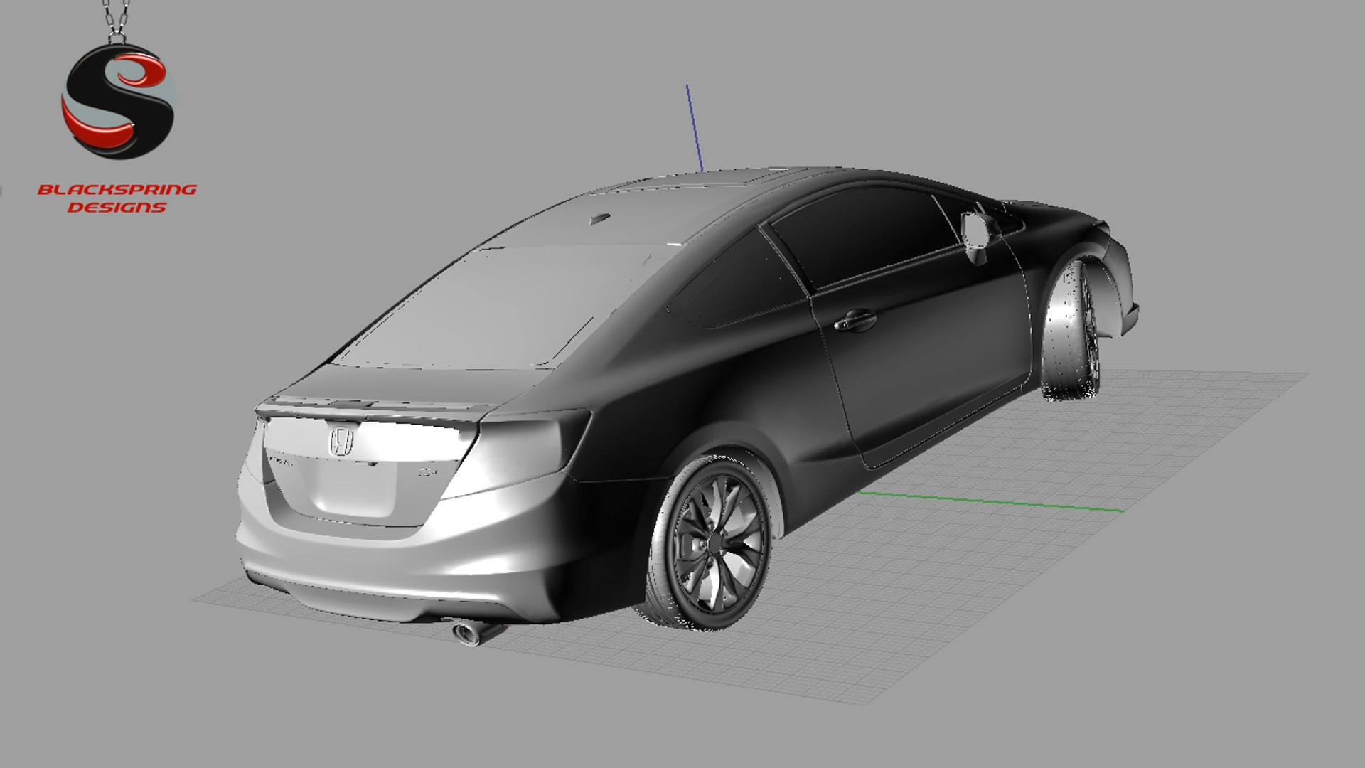 realistic honda civic coupe 3d model