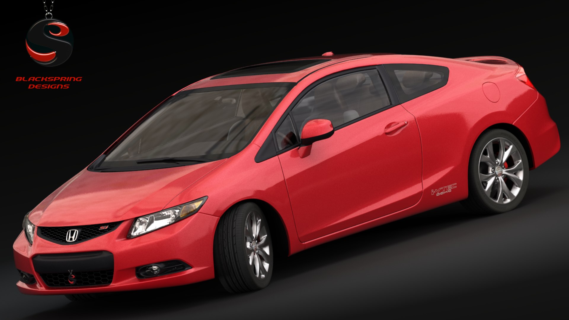 realistic honda civic coupe 3d model
