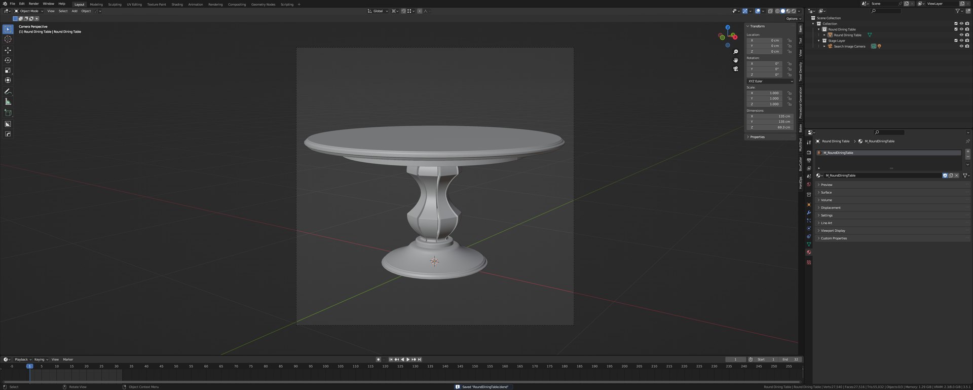 Round Dining Table 3D - TurboSquid 2079906