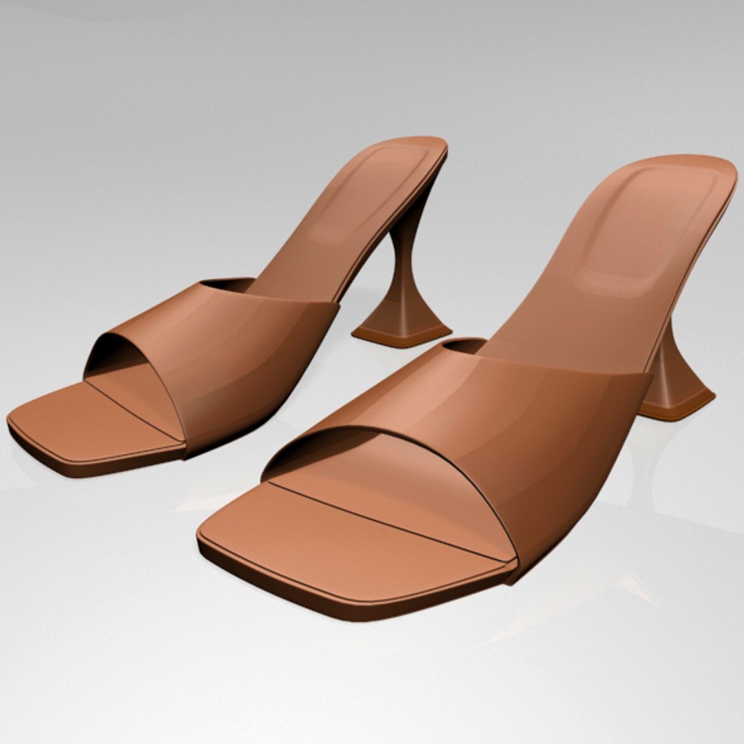 3D stylish square-toe spool-heel sandals - TurboSquid 1621724