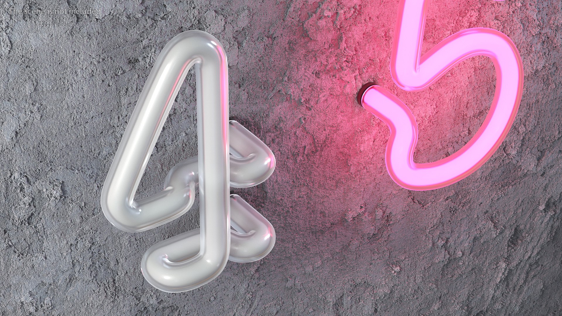 3D Model Neon Tube Light Number 4 - TurboSquid 1855659