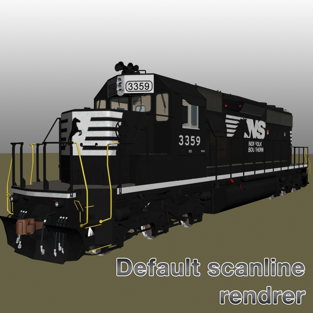 emd sd40-2 engines ns 3d max
