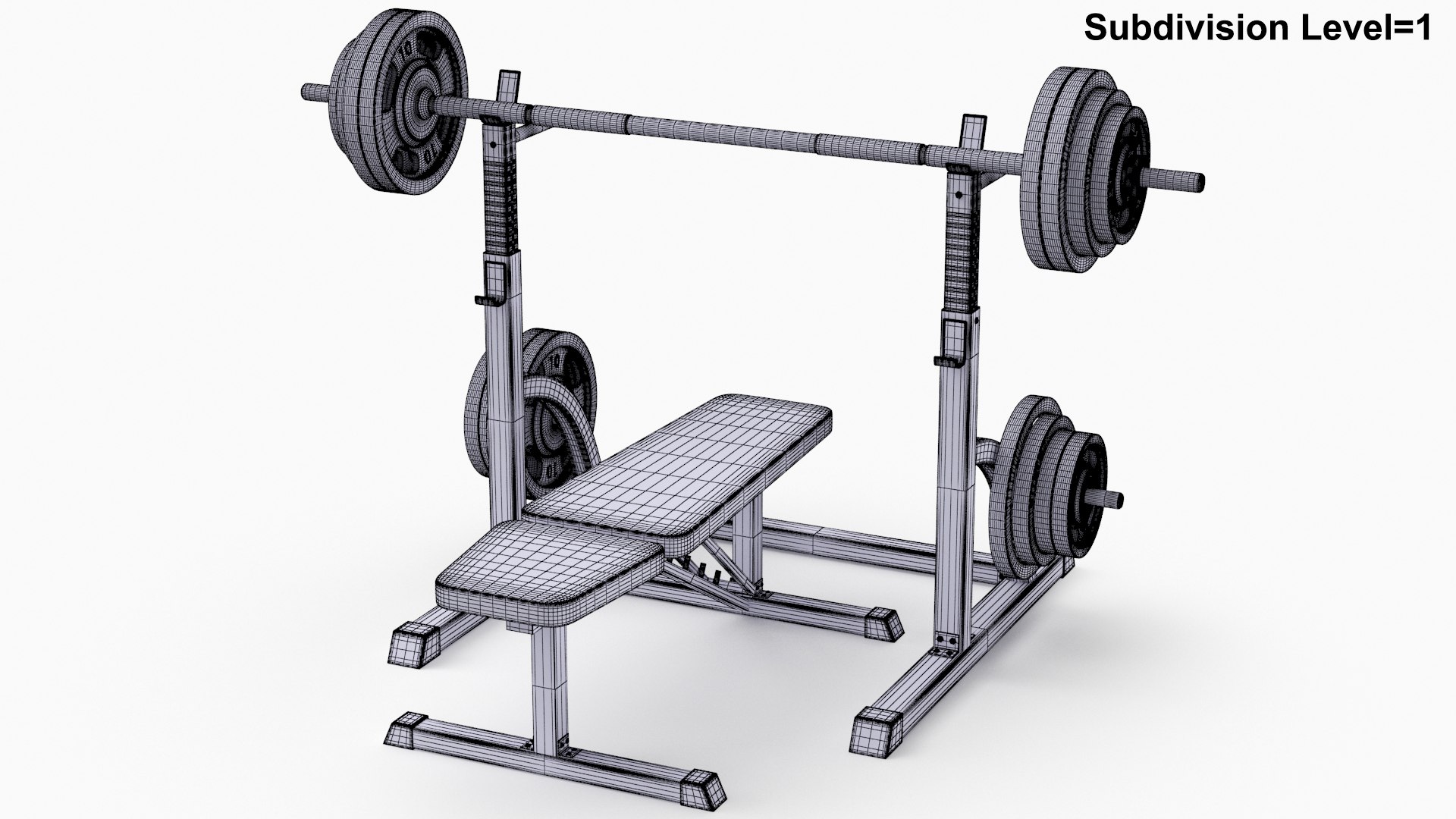3D Bench Press With Barbell 02 - TurboSquid 2092132