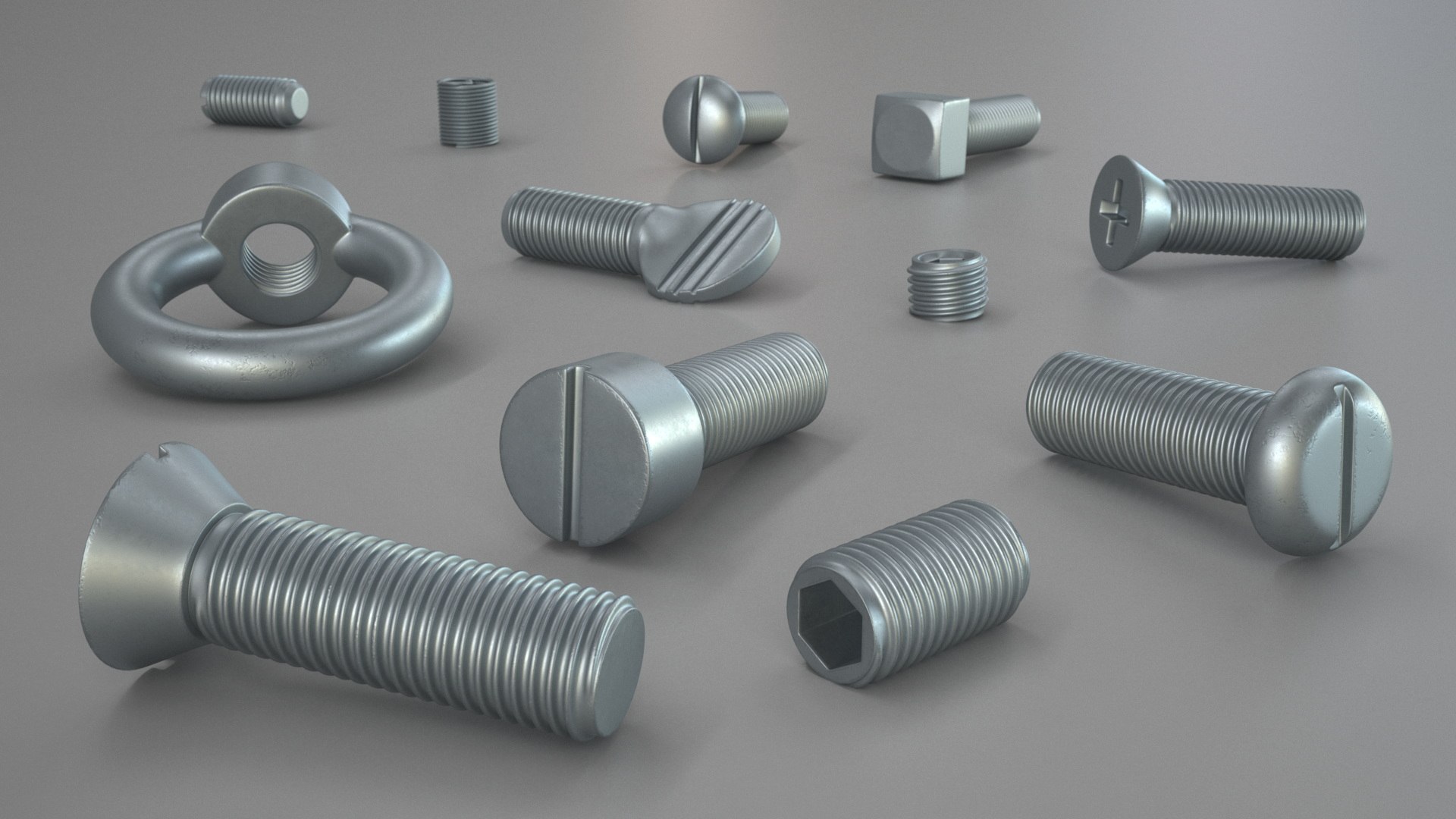 3D Zinc Steel Screw Kit Model - TurboSquid 2256266