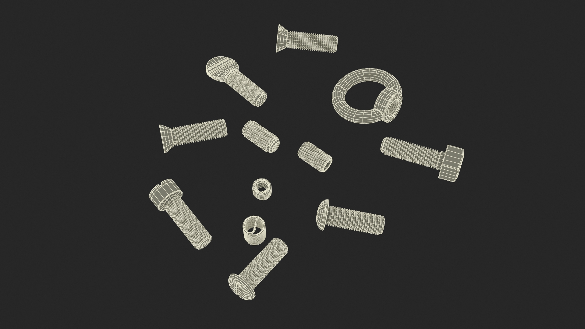 3D Zinc Steel Screw Kit Model - TurboSquid 2256266