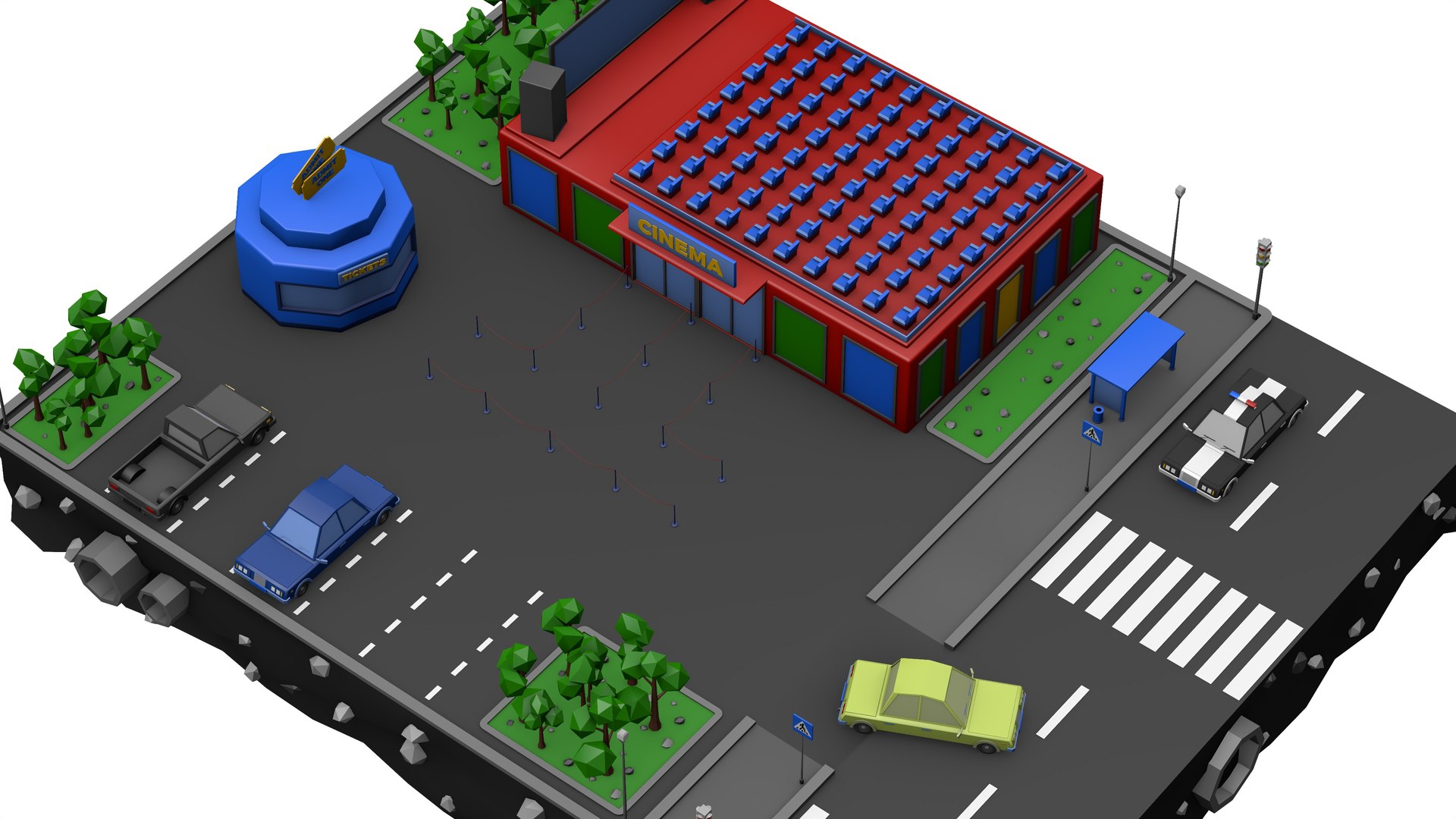 3D Cinema Low Poly Model - TurboSquid 1957204