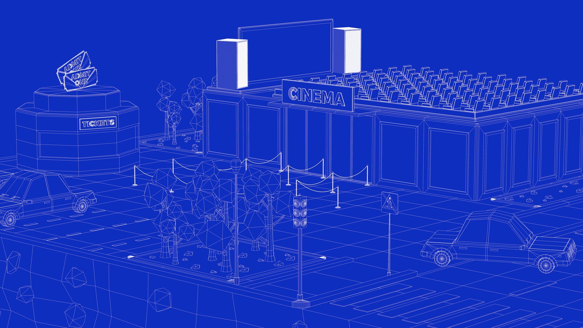 3D Cinema Low Poly Model - TurboSquid 1957204