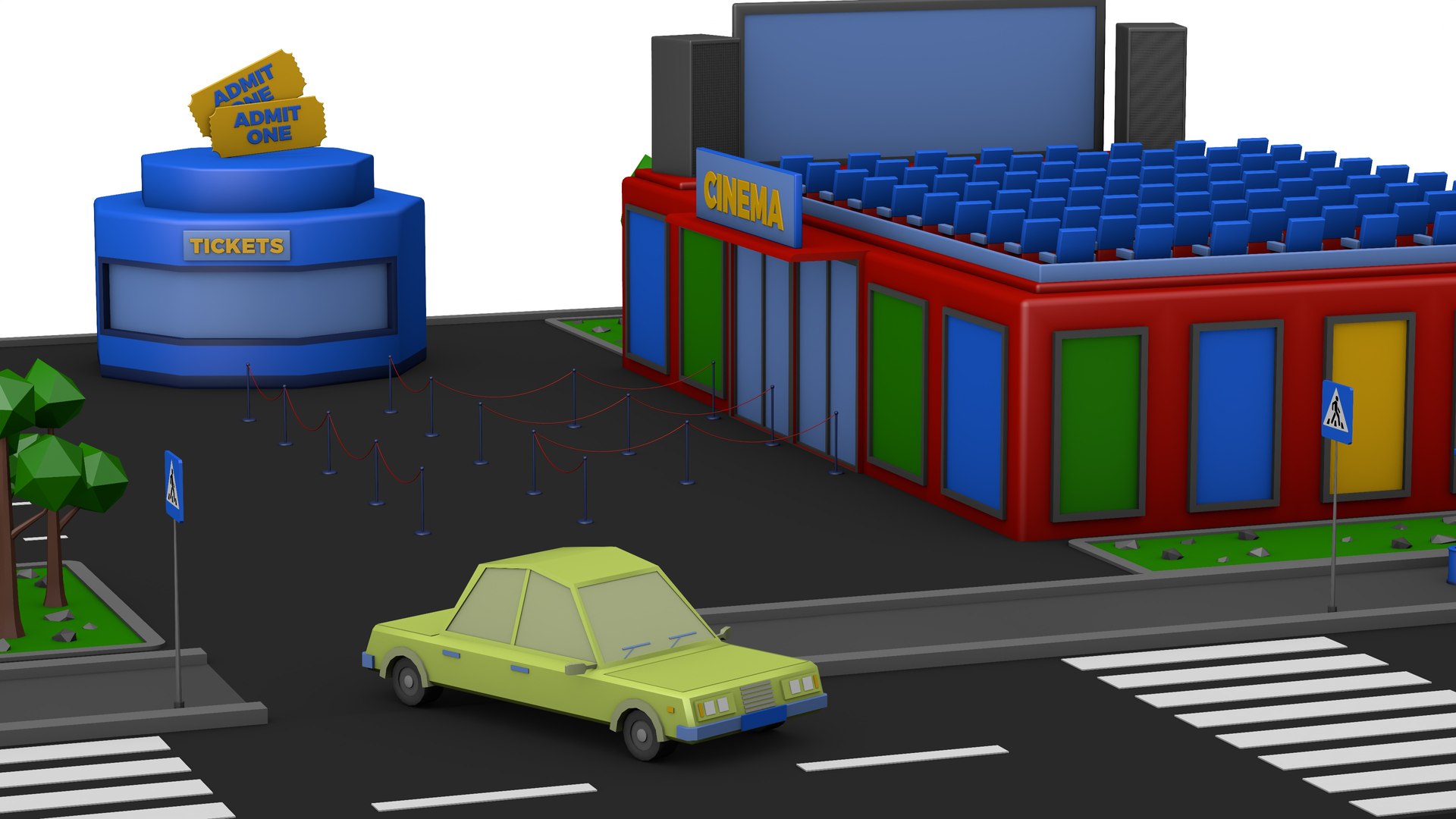 3D Cinema Low Poly Model - TurboSquid 1957204