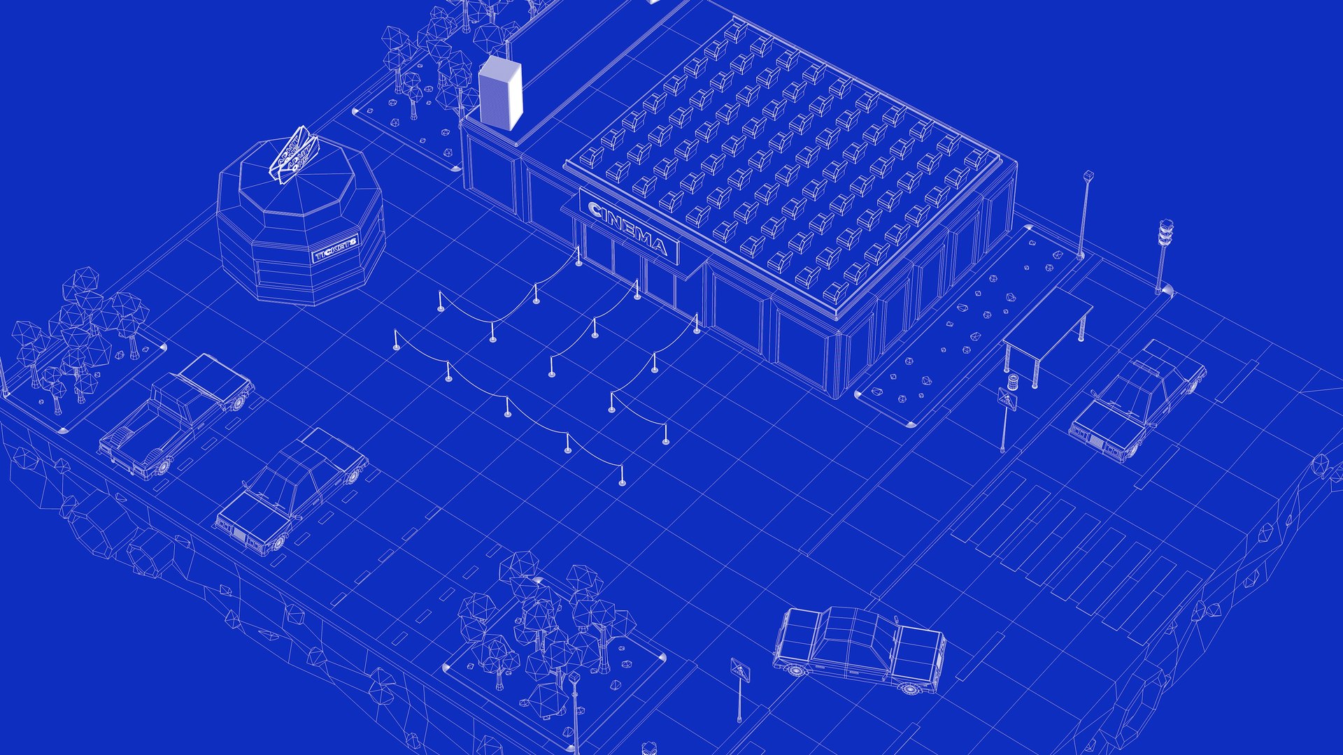 3D Cinema Low Poly Model - TurboSquid 1957204