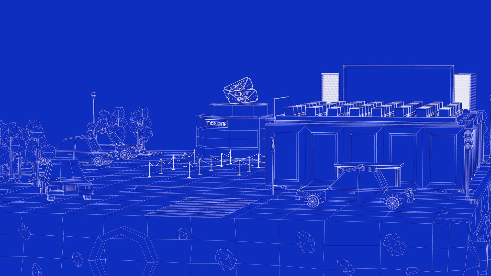 3D Cinema Low Poly Model - TurboSquid 1957204