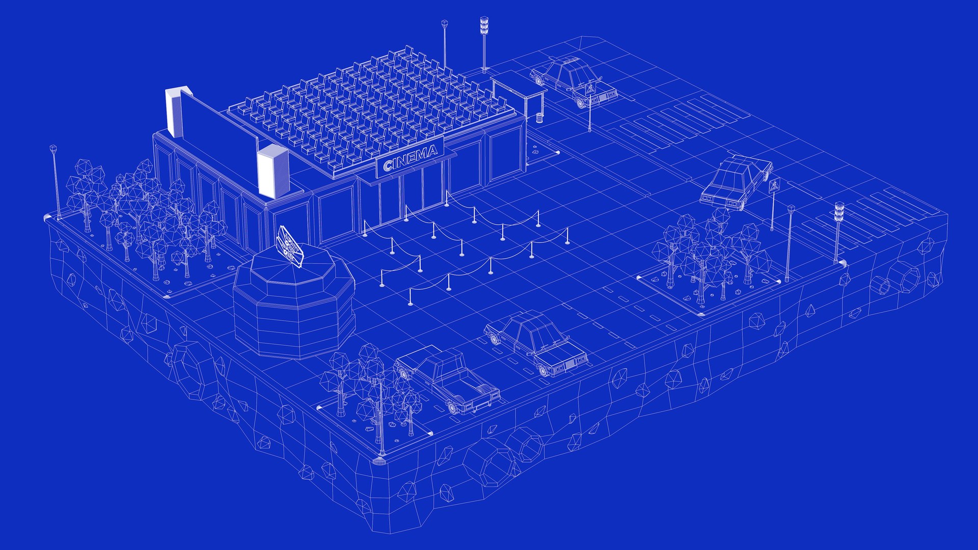 3D Cinema Low Poly Model - TurboSquid 1957204