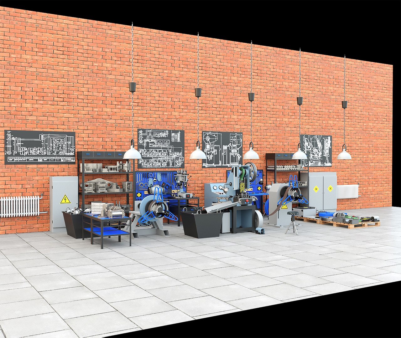 3D Mechanical Press Stamping Line - Collection For Industrial Interior ...