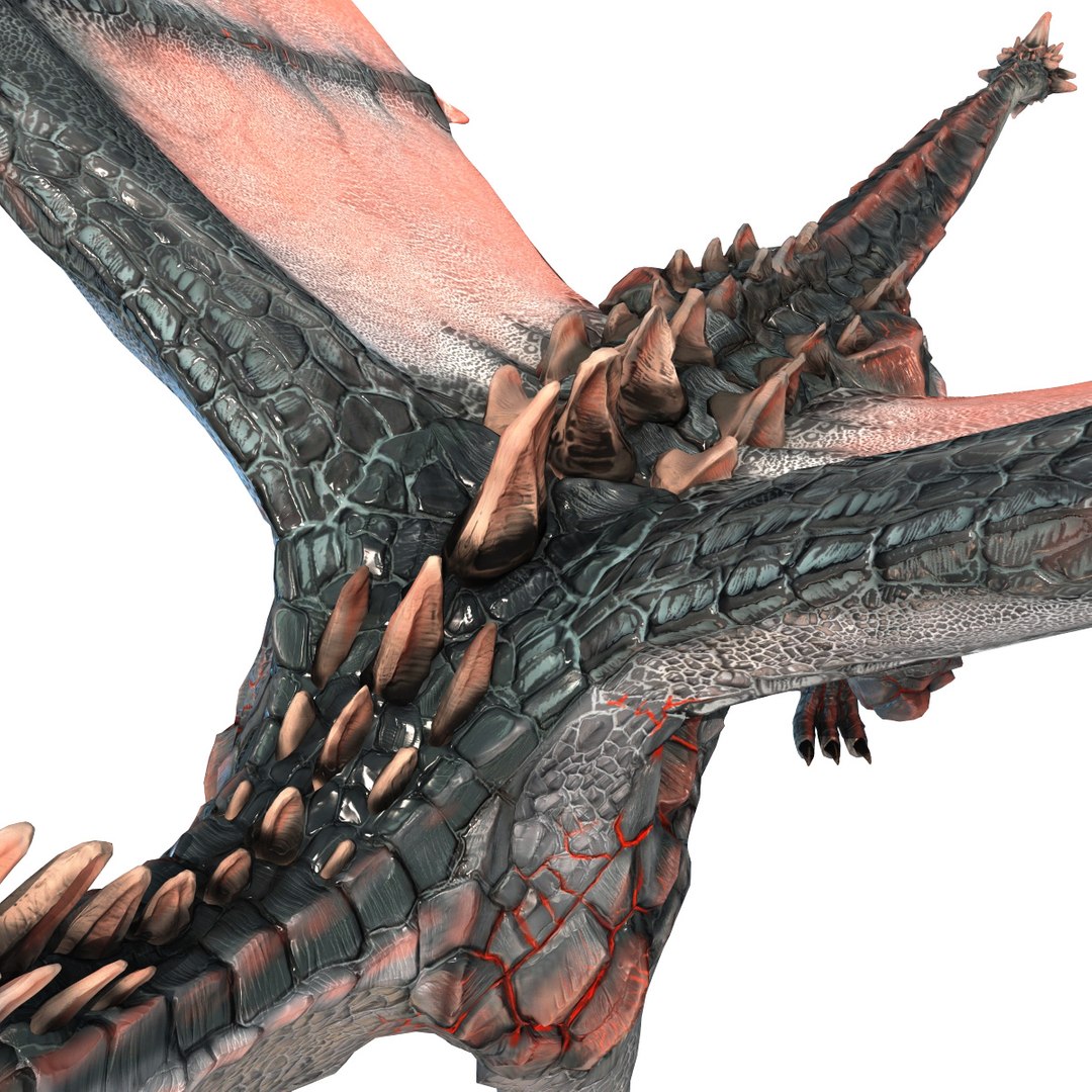 realistic volcano dragon pose 3d model
