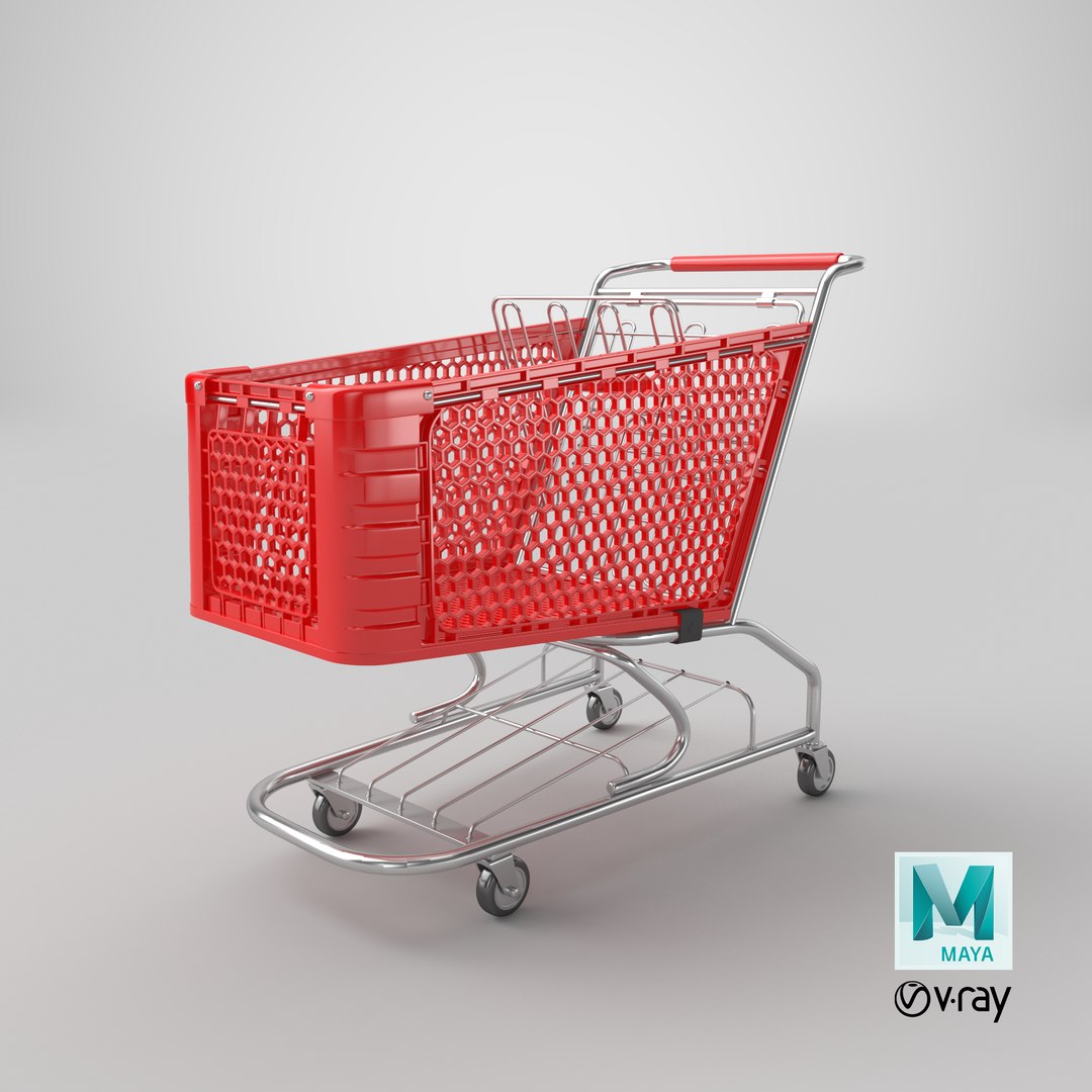 Red Detailed Shopping Cart 3D Model - TurboSquid 1999505