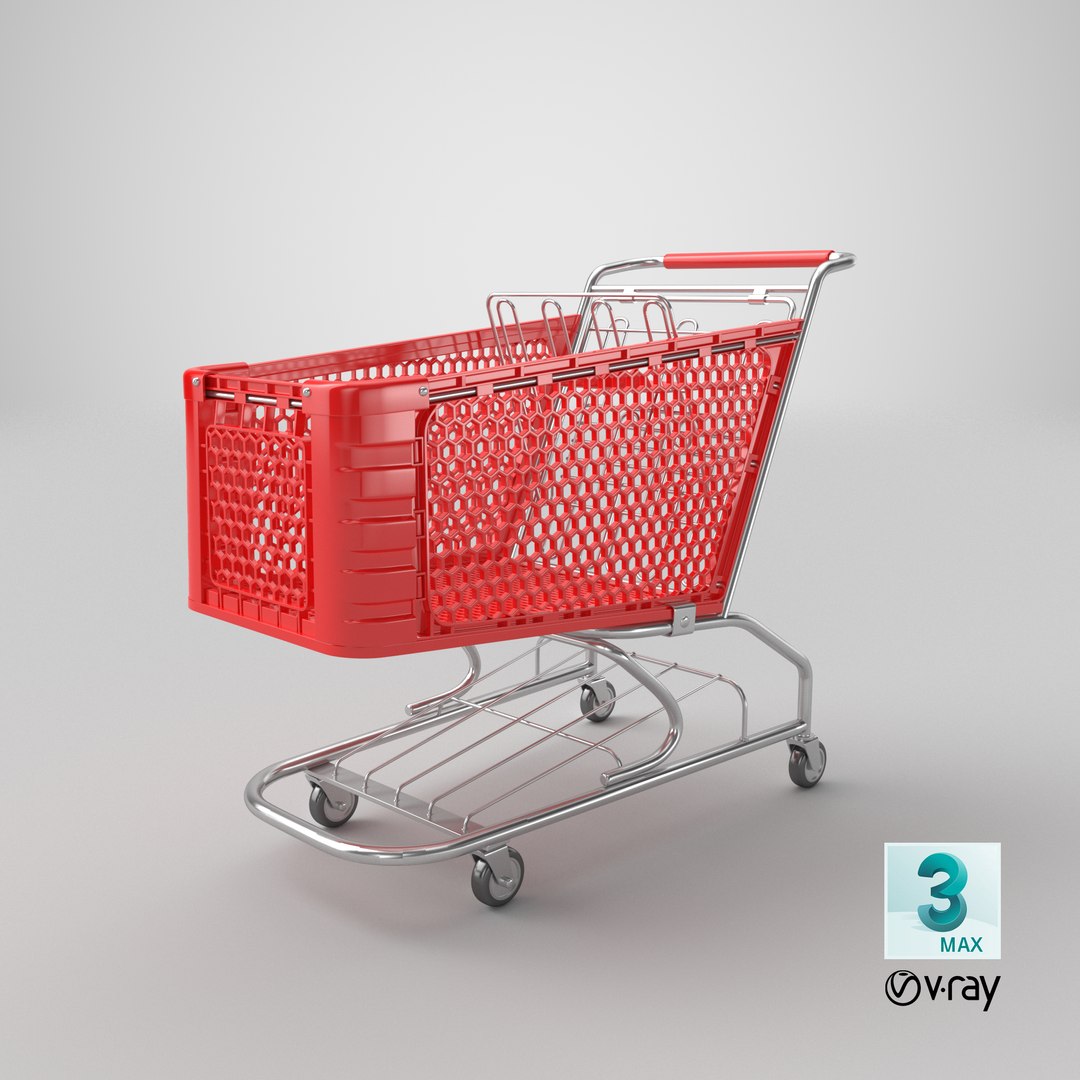Red Detailed Shopping Cart 3D Model - TurboSquid 1999505