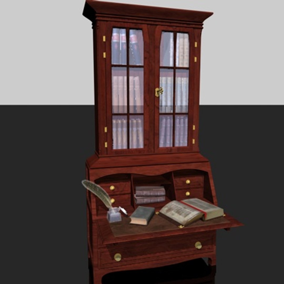 3d model old secretary books