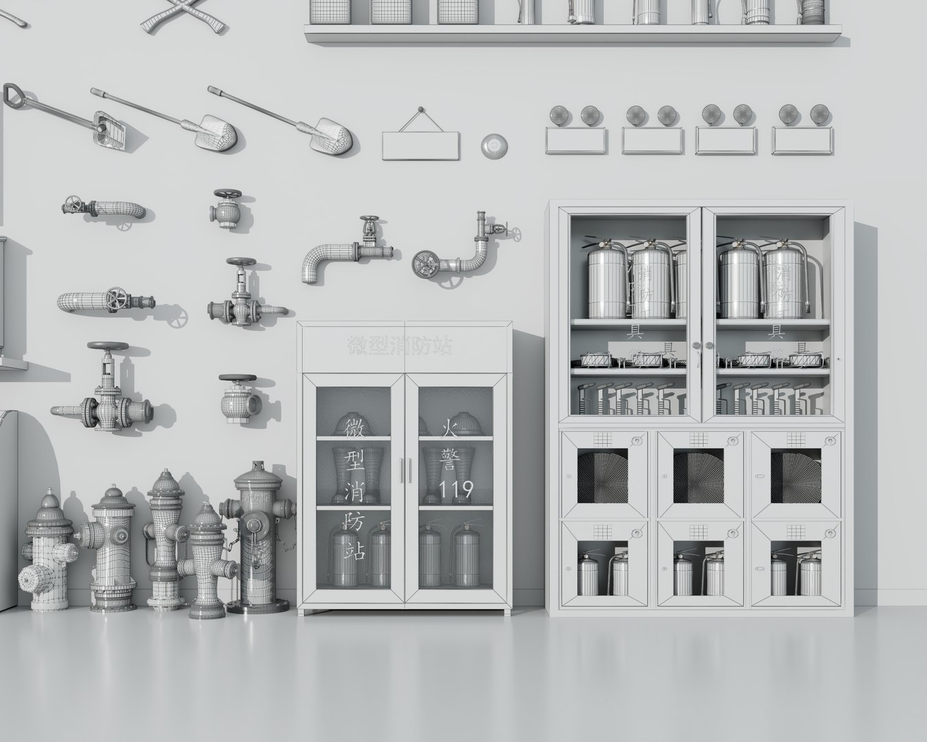 Fire Safety Mini Station Equipment Pack Model - TurboSquid 2518565