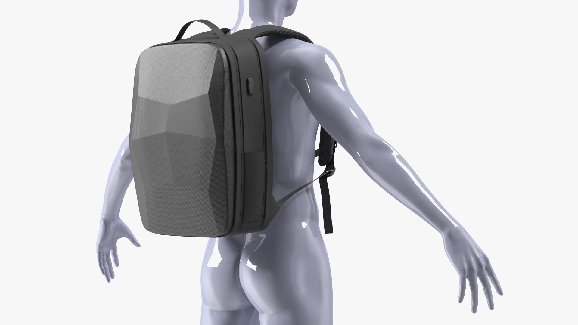 Hard Shell Laptop Backpack Black On Mannequin 3D Model - TurboSquid 2145507