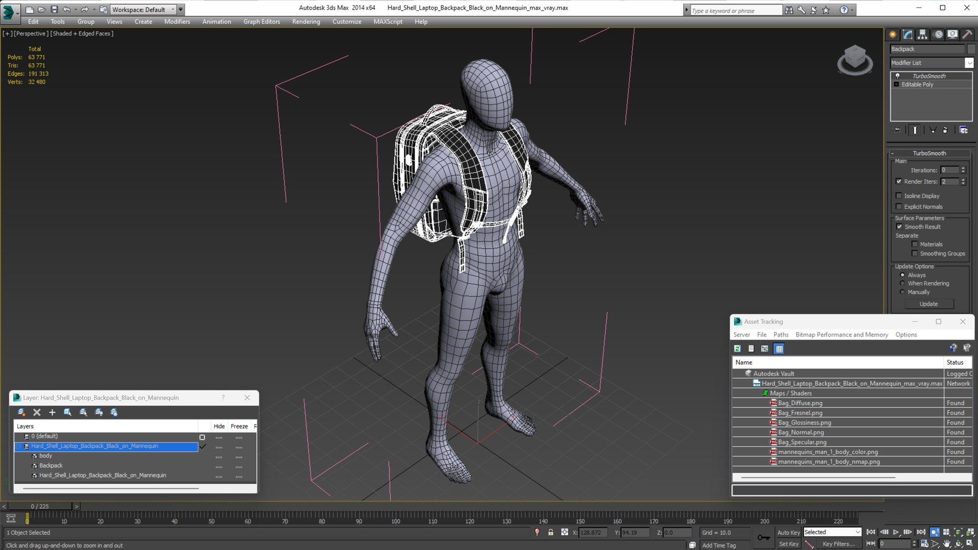 Hard Shell Laptop Backpack Black On Mannequin 3D Model - TurboSquid 2145507