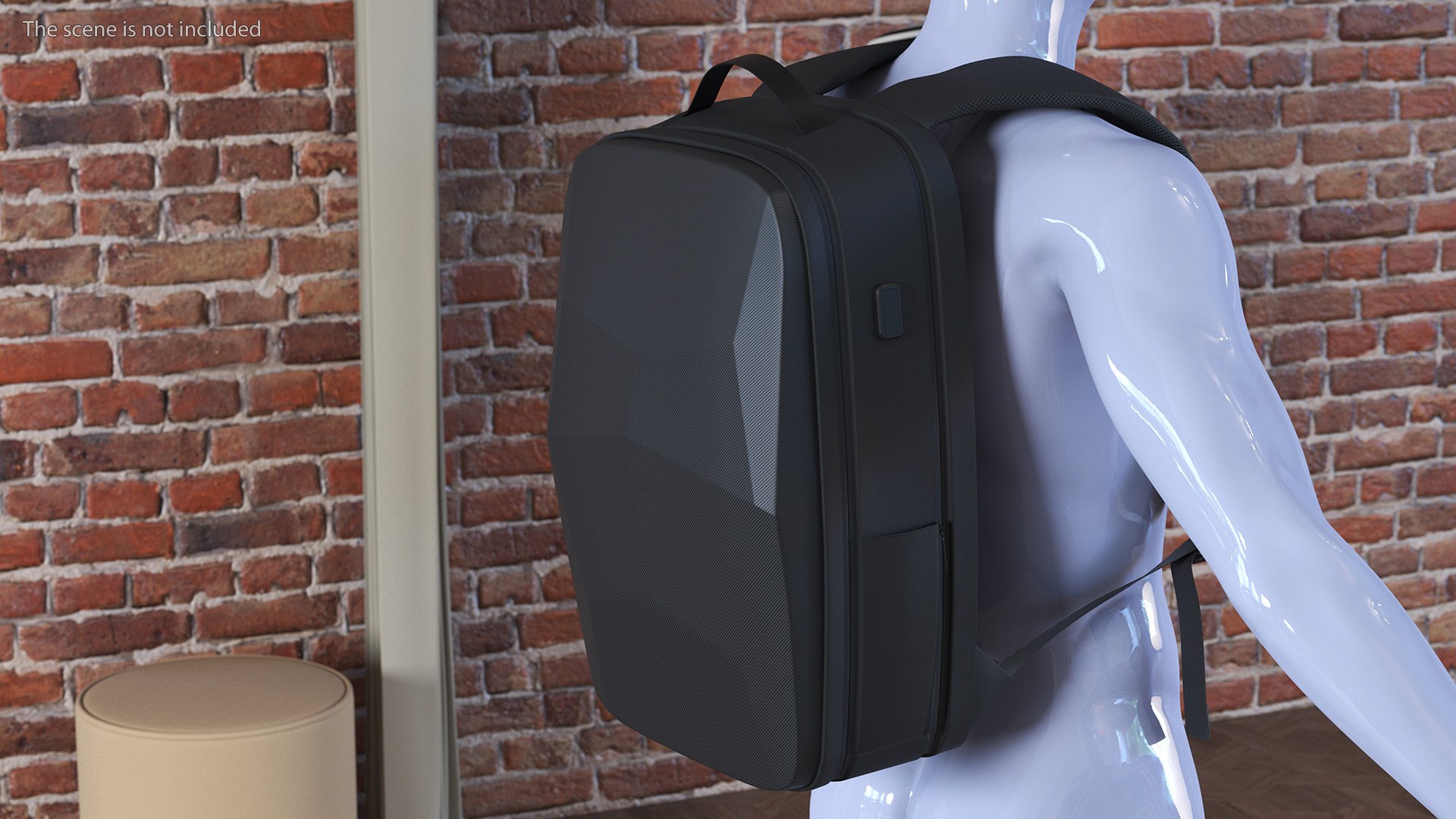 Hard Shell Laptop Backpack Black On Mannequin 3D Model - TurboSquid 2145507