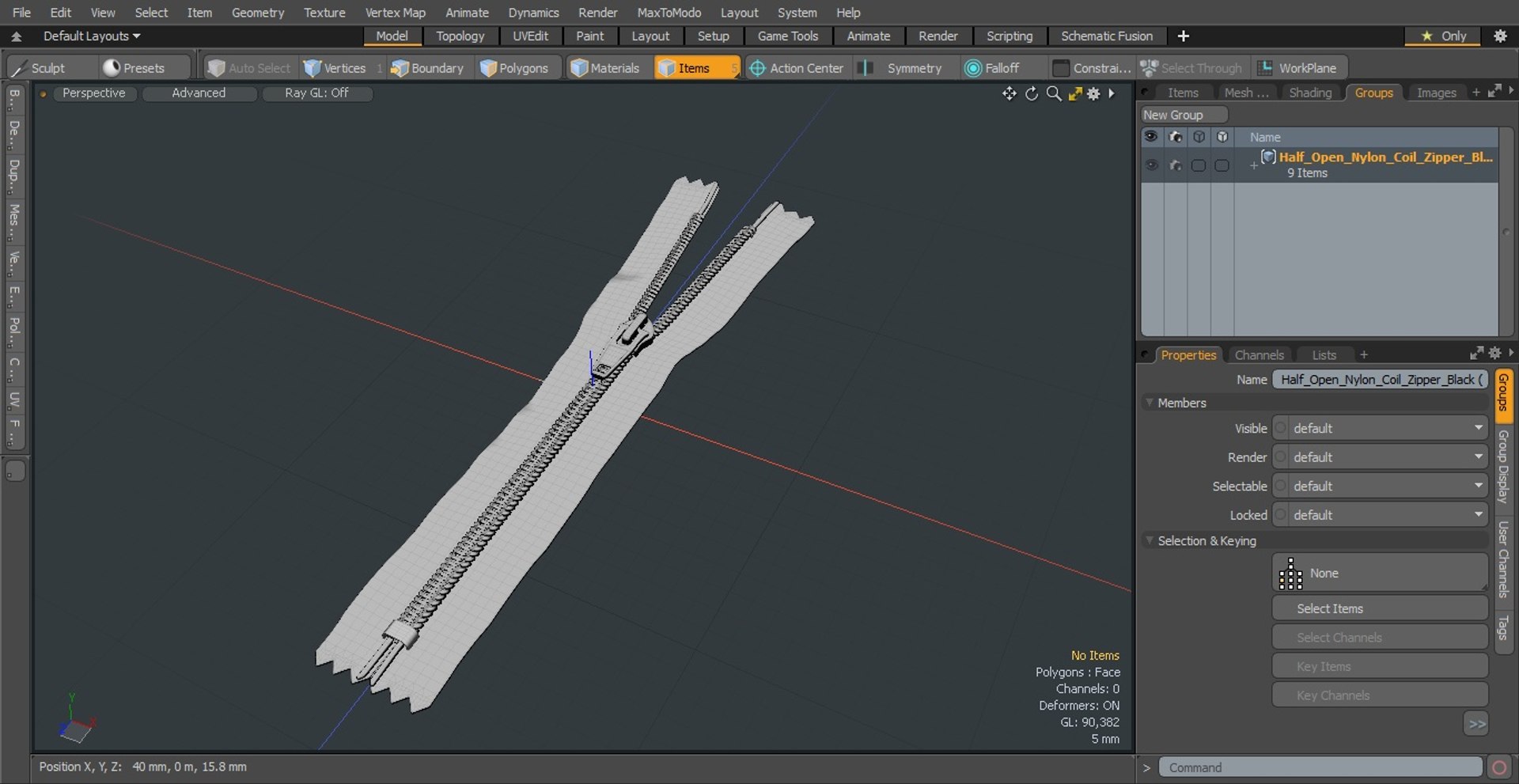 3D Half Open Nylon Coil Zipper Black Model - TurboSquid 1807016