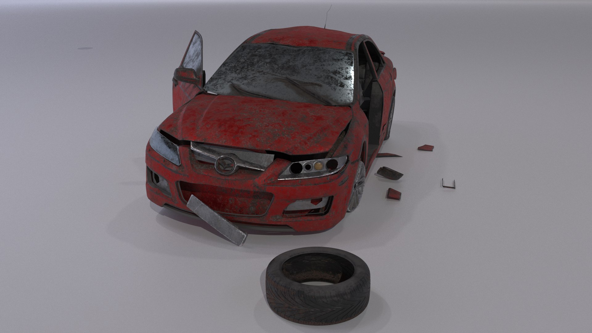 3D Wrecked Car Model - TurboSquid 1346714