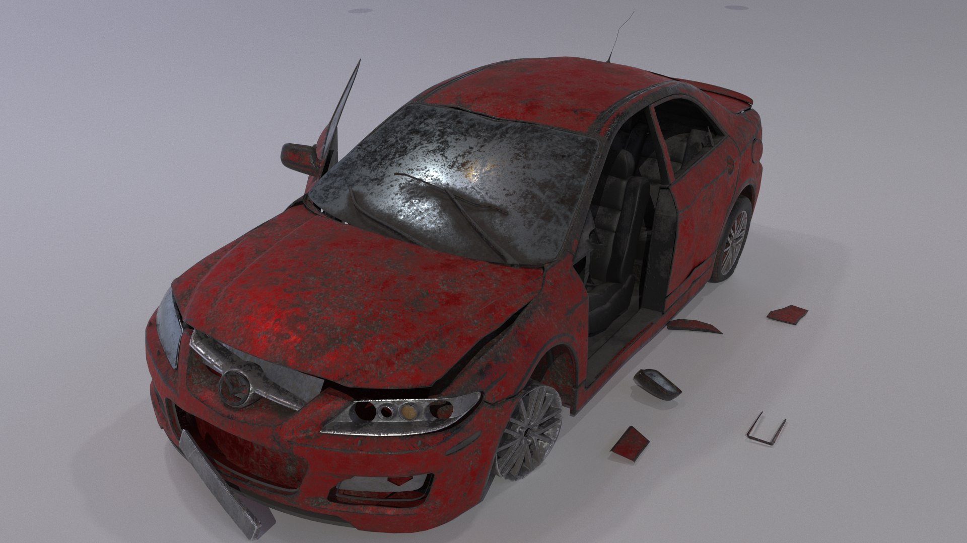 3D Wrecked Car Model - TurboSquid 1346714