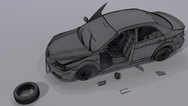 3D wrecked car model - TurboSquid 1346714