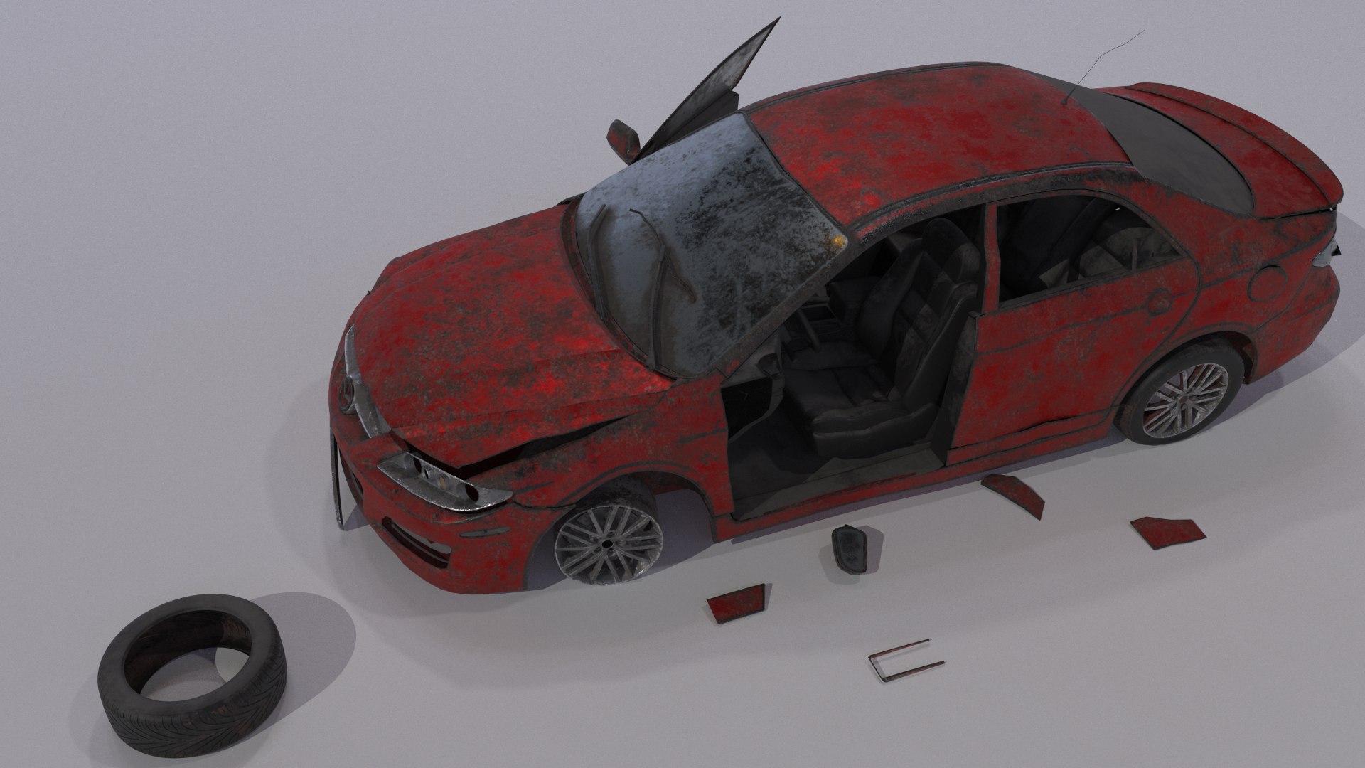 3D Wrecked Car Model - TurboSquid 1346714