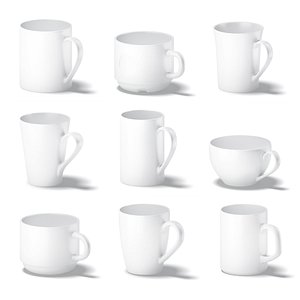 3D 10 Glass Mug Shapes - Transparent Cups With Different Forms And ...