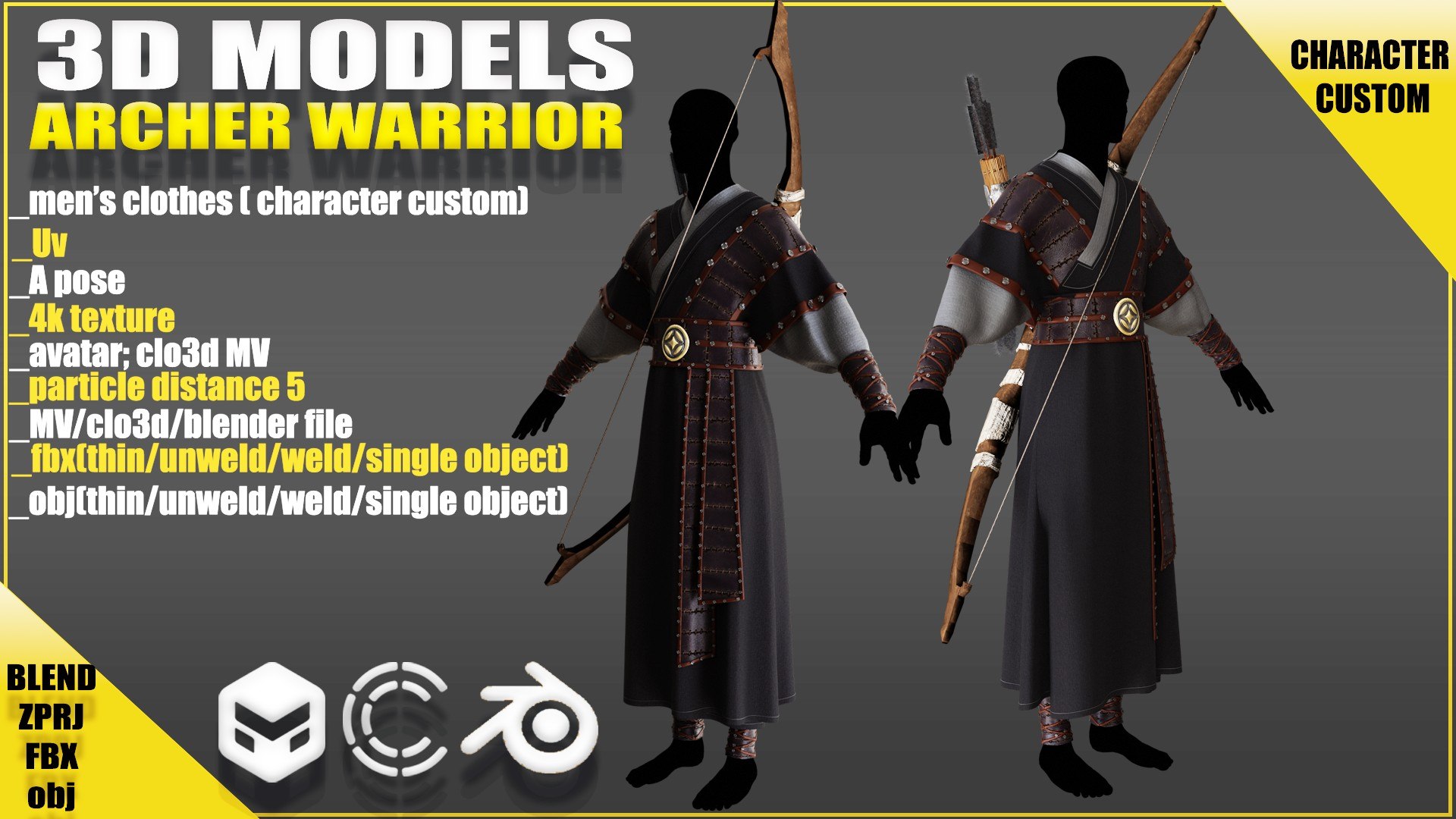 3D Archer Warrior Model - TurboSquid 2255085