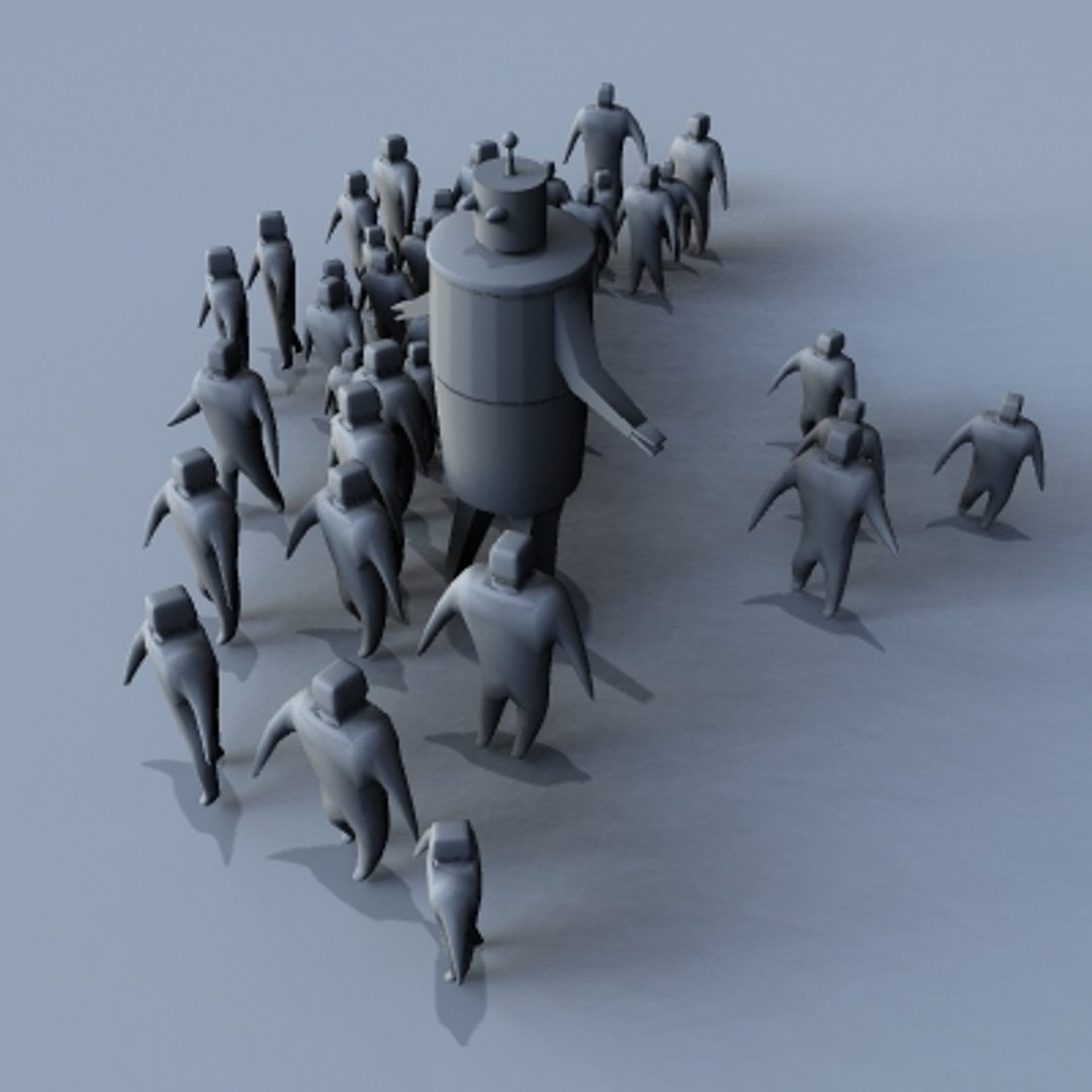 3d simple androids robots model