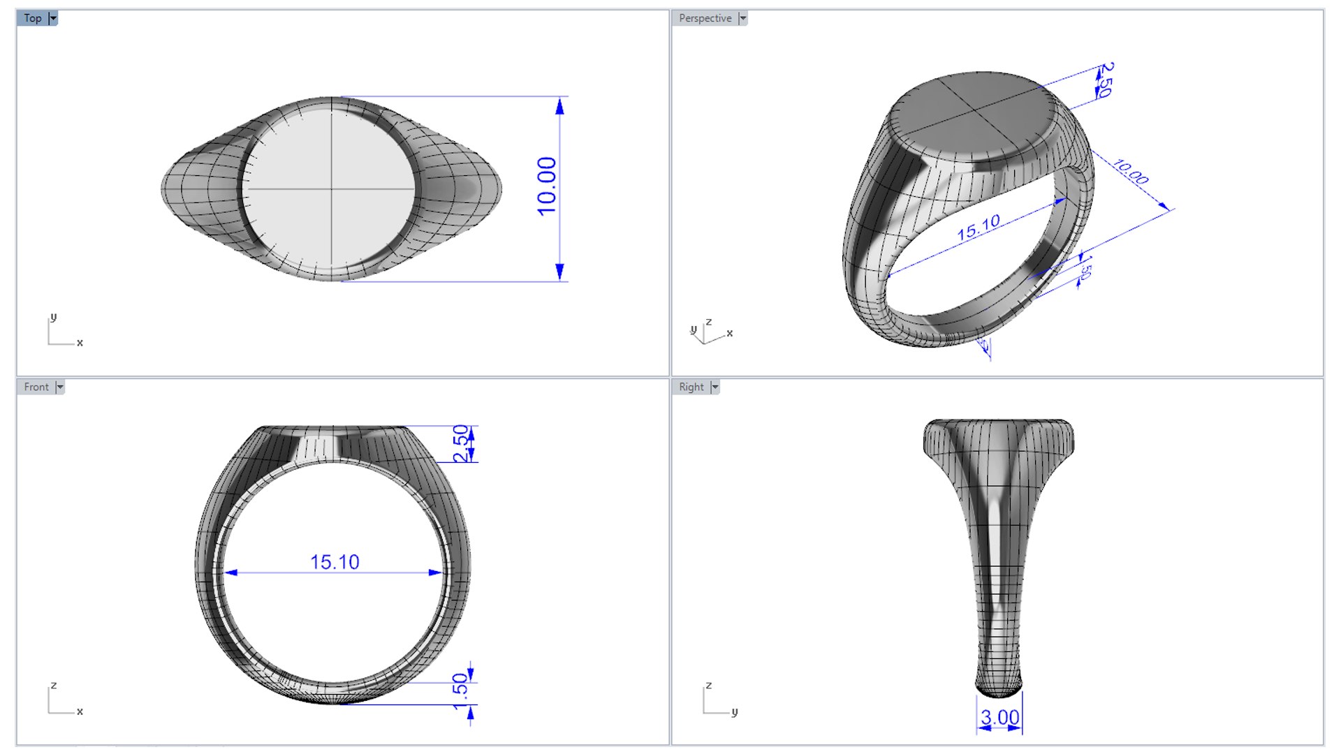 3D Plain Signet Pinky Ring In Gold - TurboSquid 1886908