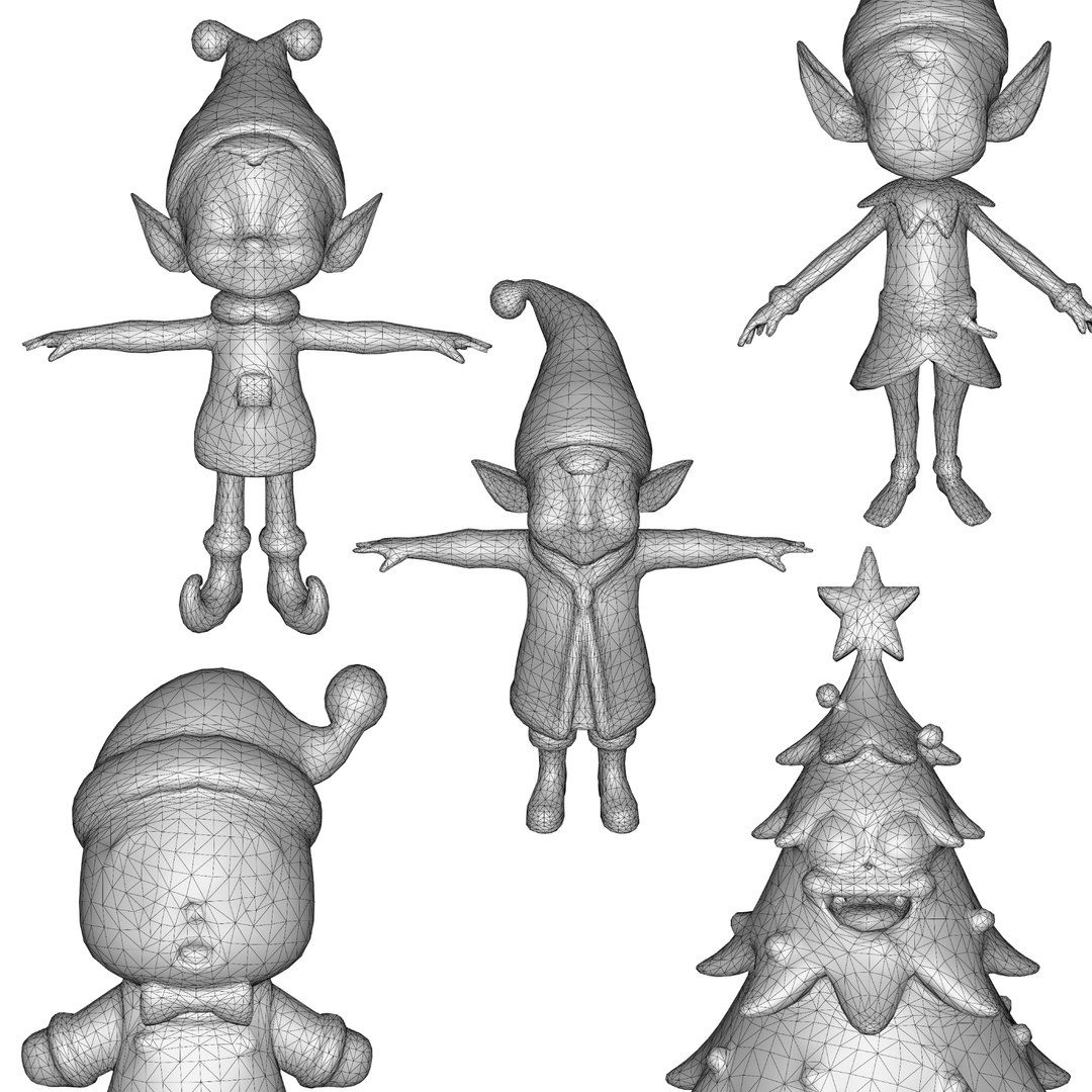 Elf Gnome Santa Christmas Tree Bundle 5 Sets 3D Model - TurboSquid 2326109