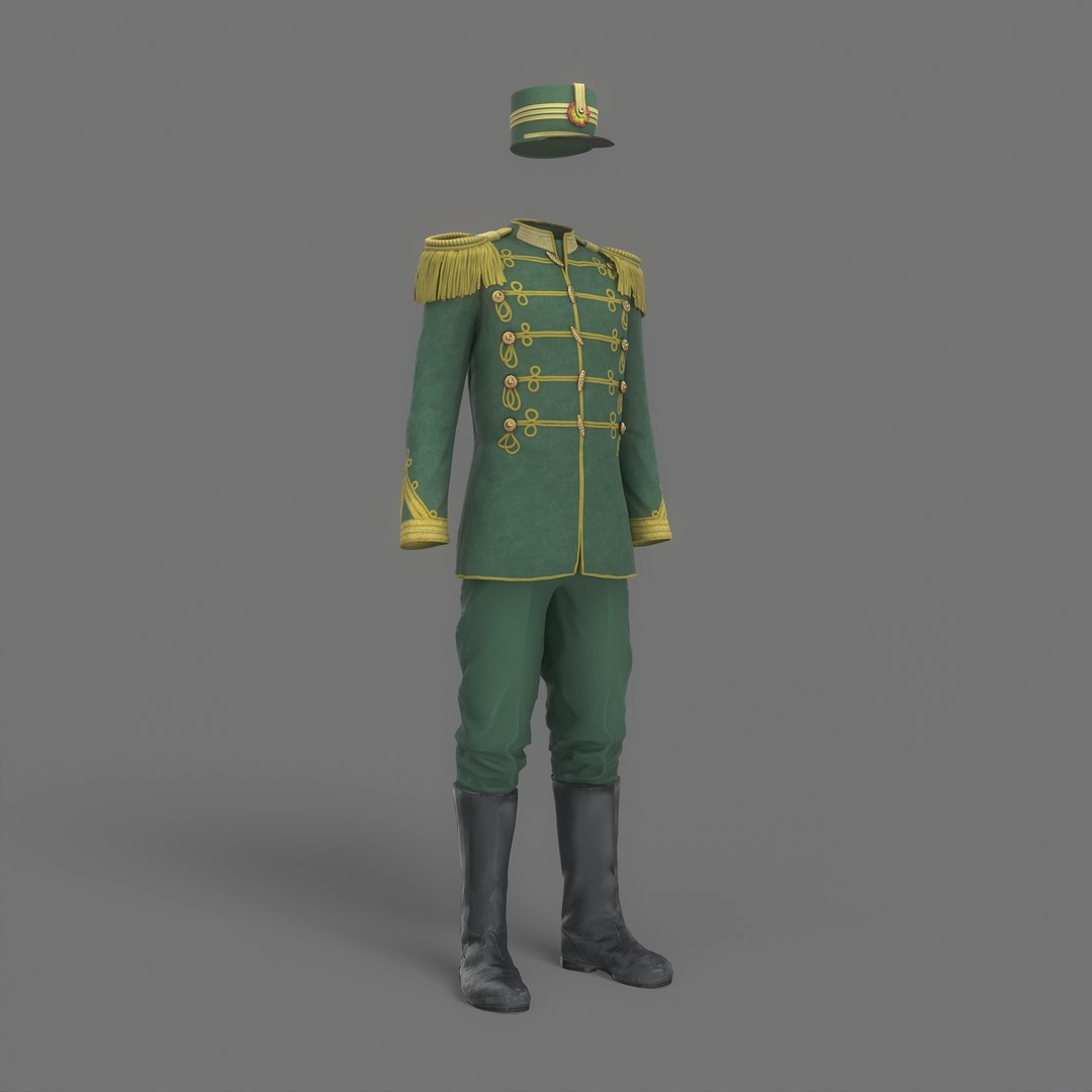 Vintage Military Uniform Green Game Ready 3D Model - TurboSquid 1895546
