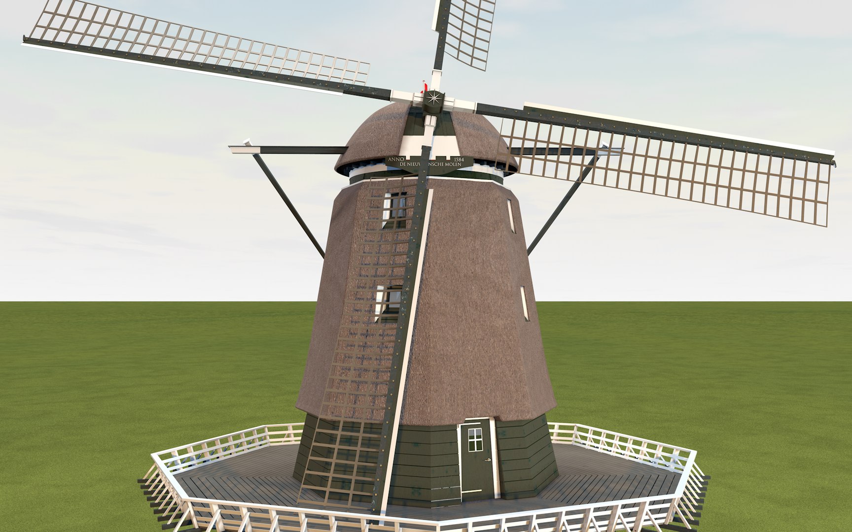 3D Model Realistic Dutch Windmill Build - TurboSquid 1541284