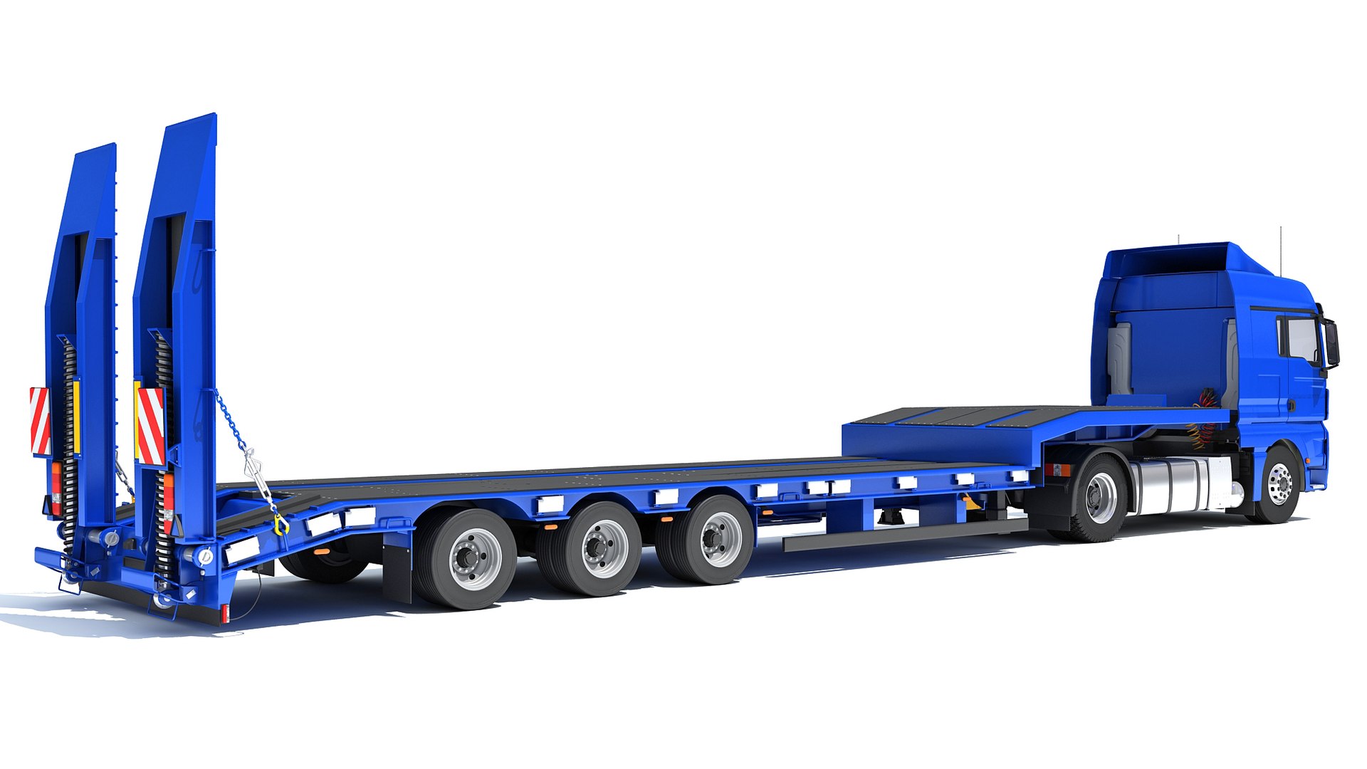 3D Model Heavy Truck With Semi Low Loader Trailer - TurboSquid 2185603