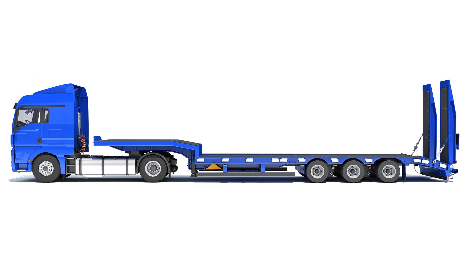 3D Model Heavy Truck With Semi Low Loader Trailer - TurboSquid 2185603