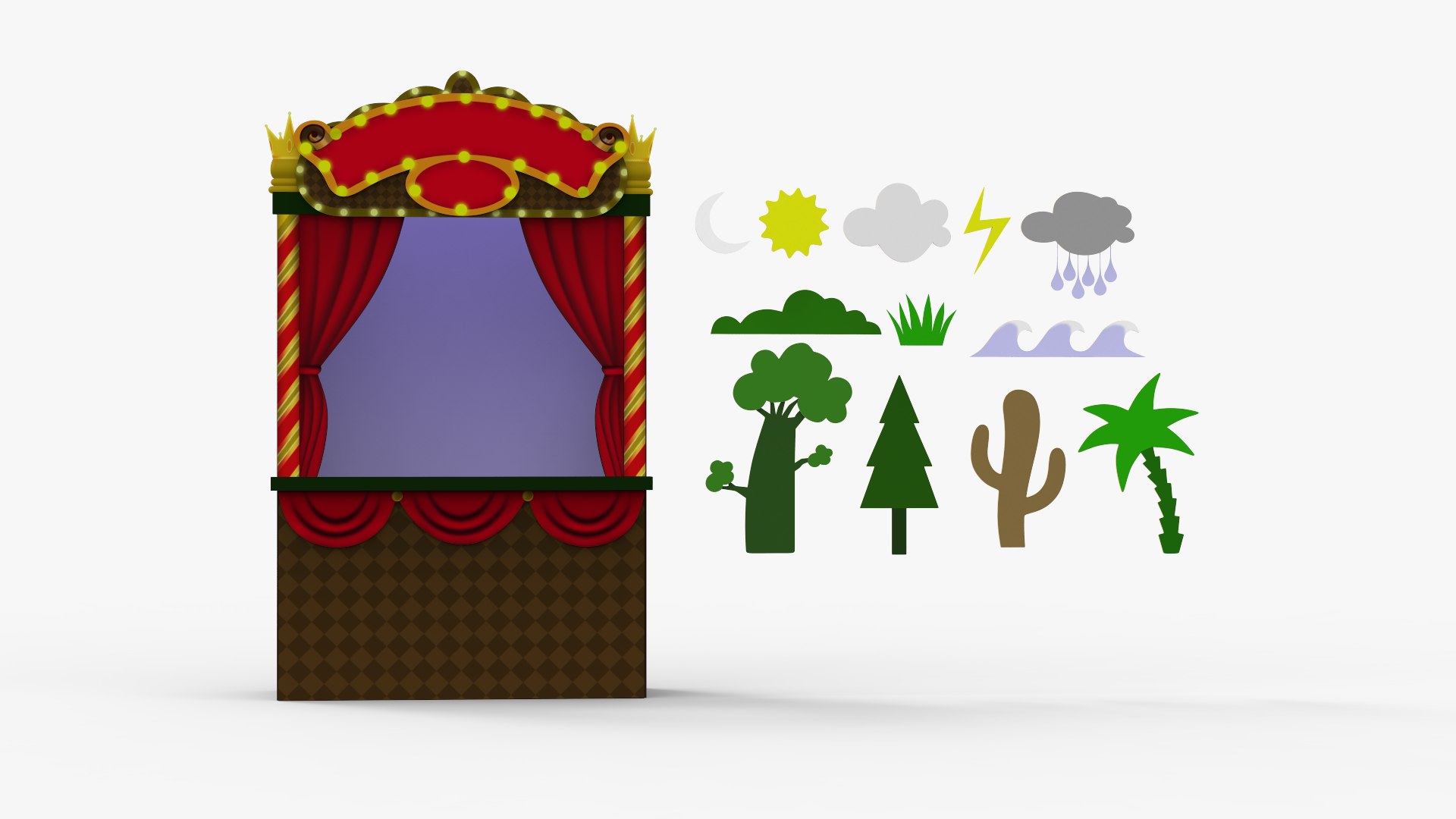 3D Backdrop Theater Scenery Puppet With Accessories Model - TurboSquid ...