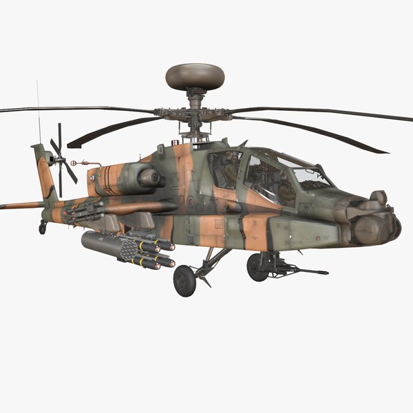 modelo 3d Animación básica de defensa terrestre japonesa Apache AH-64D ...