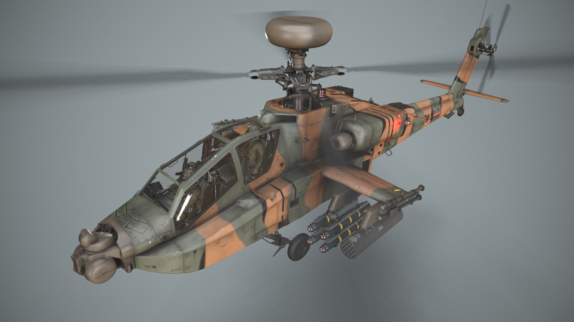 Apache AH-64D Japan Ground Defense Basic Animation 3D Model ...