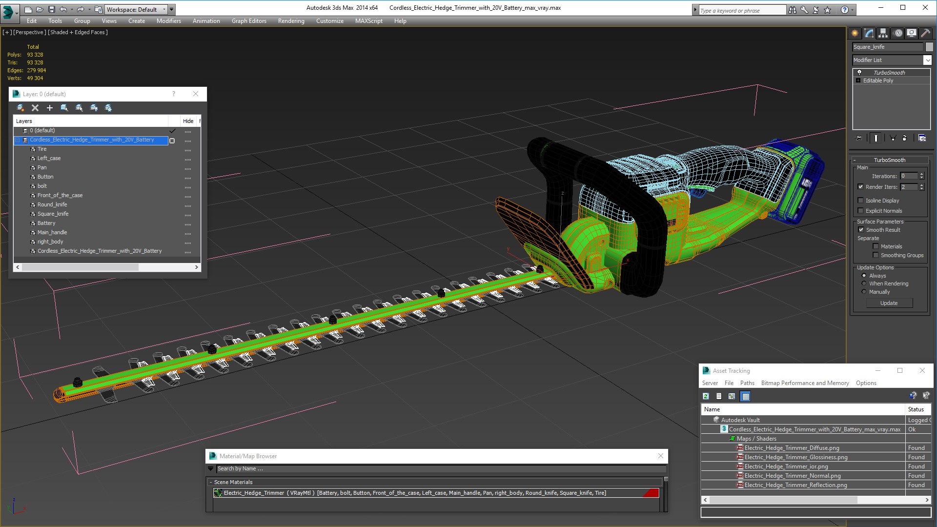 Cordless electric hedge trimmer model - TurboSquid 1602871