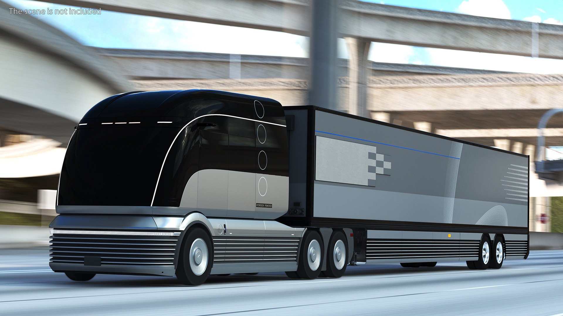 3D model Futuristic Hydrogen Concept Semi Truck with Trailer ...